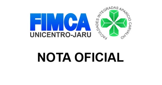 NOTA OFICIAL FIMCA UNICENTRO - FIMCA Jaru